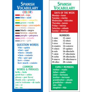 Spanish Vocabulary Smart Bookmarks – Beyond The Classroom Shop